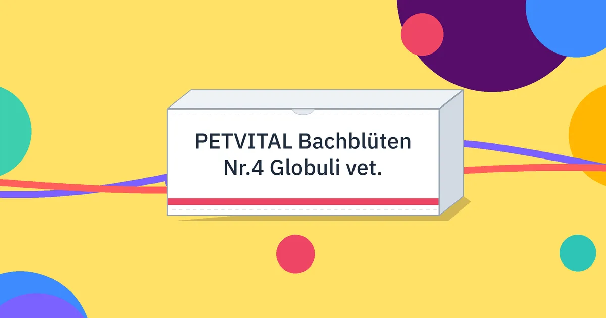 Symbolbild: Packung mit der Aufschrift PETVITAL Bachblüten Nr.4 Globuli vet. (PZN 10528564) – Verfügbarkeit und Bezug in Apotheken in Frankfurt am Main