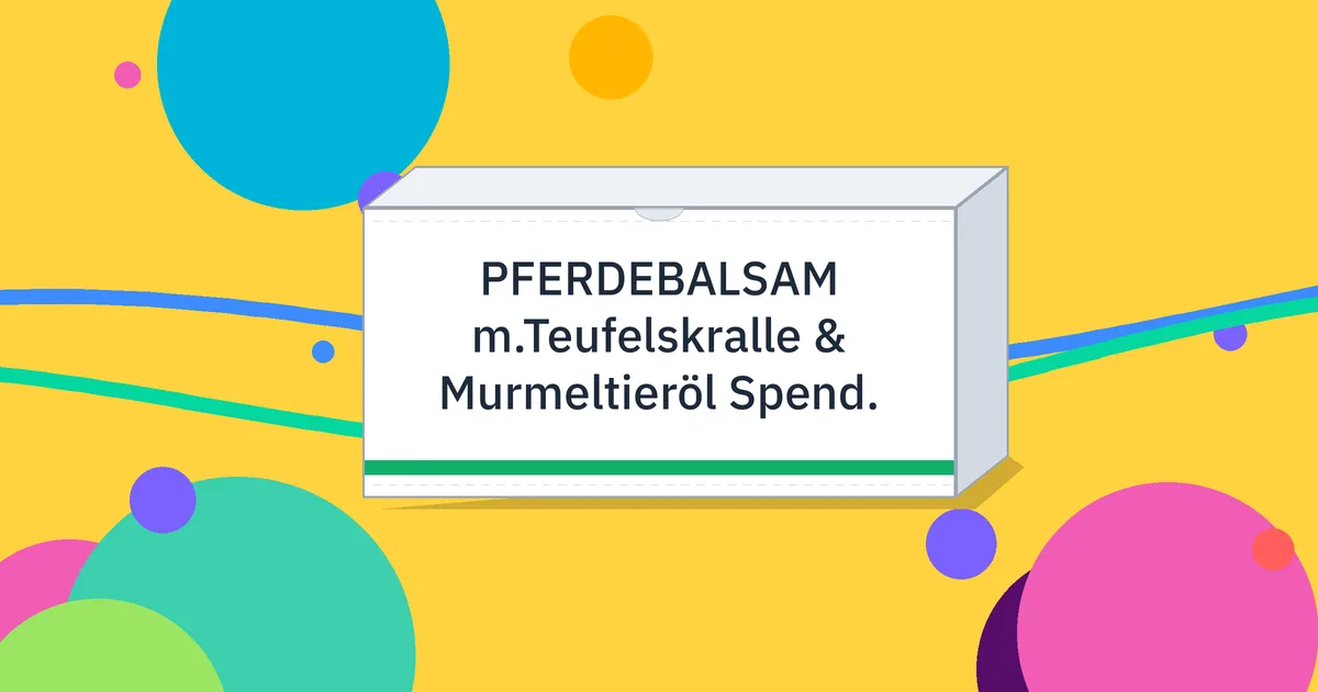 Symbolbild: Packung mit der Aufschrift PFERDEBALSAM m.Teufelskralle & Murmeltieröl Spend. (PZN 11026089) – Verfügbarkeit und Bezug in Apotheken in Frankfurt am Main