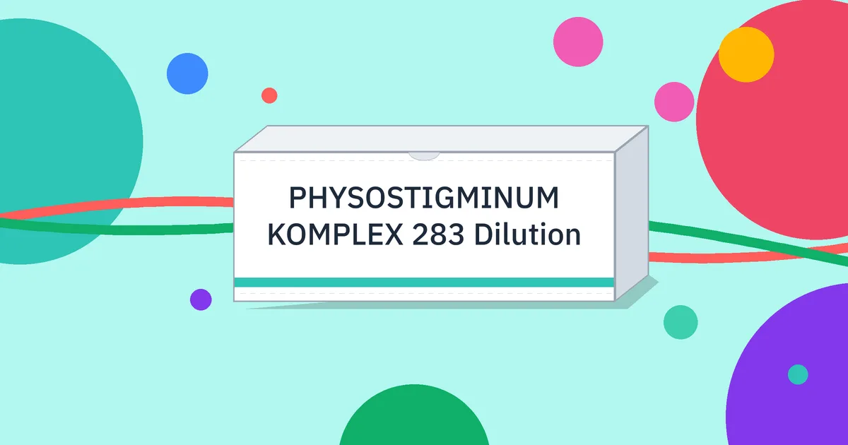 Symbolbild: Packung mit der Aufschrift PHYSOSTIGMINUM KOMPLEX 283 Dilution (PZN 01013217) – Verfügbarkeit und Bezug in Apotheken in Frankfurt am Main