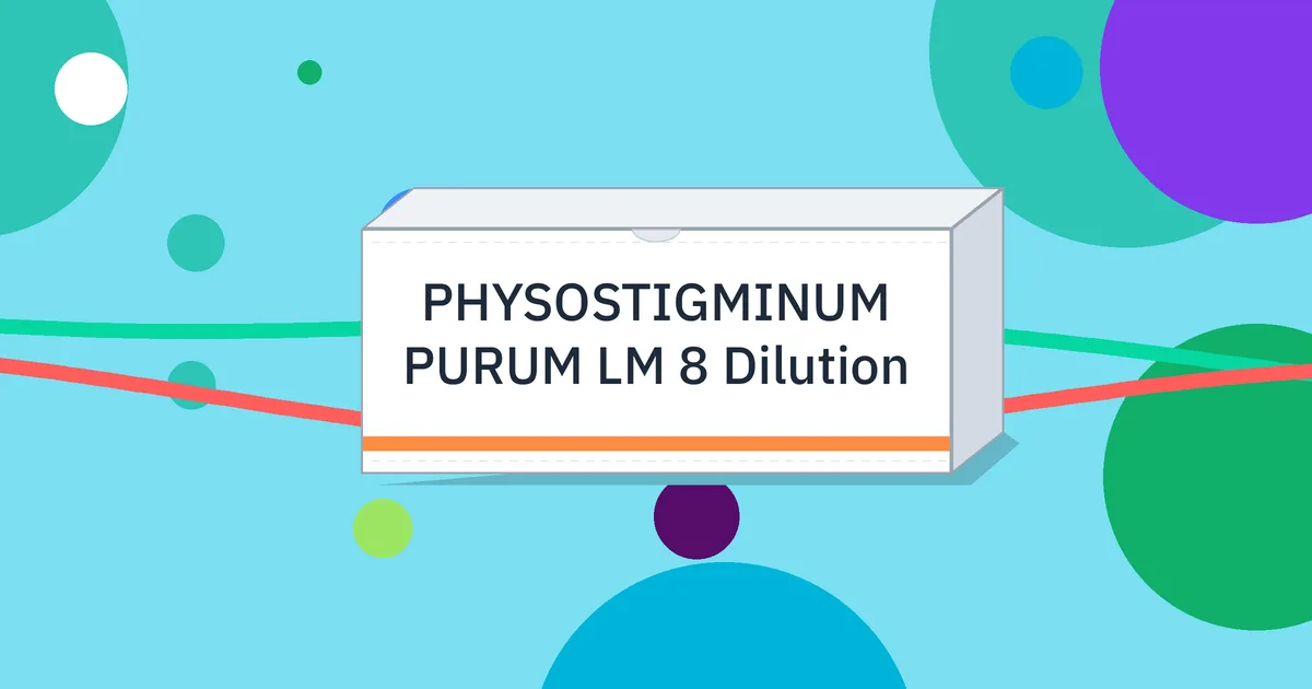 Symbolbild: Packung mit der Aufschrift PHYSOSTIGMINUM PURUM LM 8 Dilution (PZN 13035750) – Verfügbarkeit und Bezug in Apotheken in Frankfurt am Main