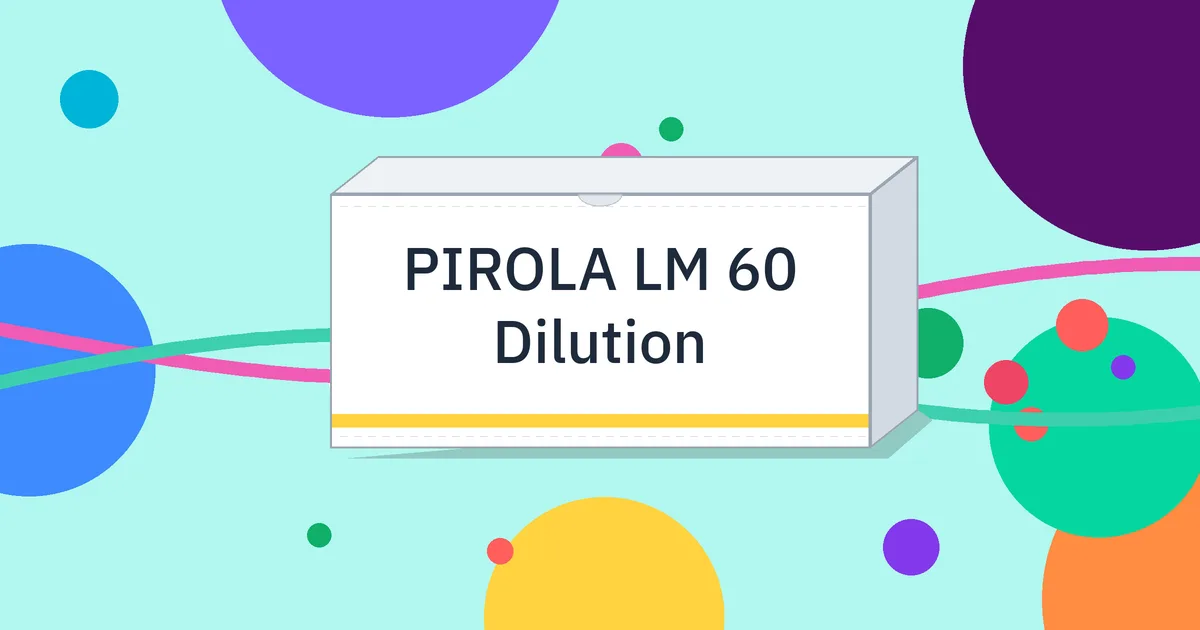Symbolbild: Packung mit der Aufschrift PIROLA LM 60 Dilution (PZN 13645537) – Verfügbarkeit und Bezug in Apotheken in Frankfurt am Main