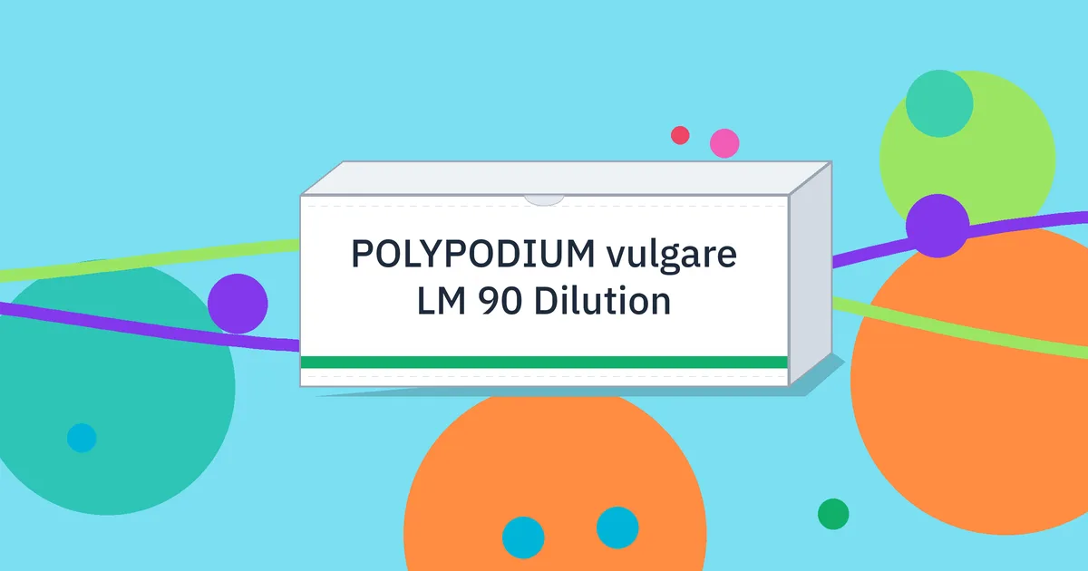 Symbolbild: Packung mit der Aufschrift POLYPODIUM vulgare LM 90 Dilution (PZN 13663618) – Verfügbarkeit und Bezug in Apotheken in Frankfurt am Main