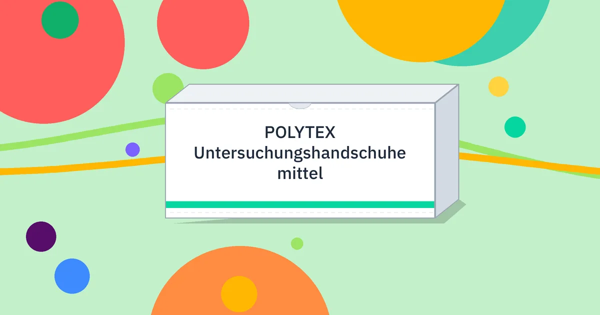 Symbolbild: Packung mit der Aufschrift POLYTEX Untersuchungshandschuhe mittel (PZN 00171894) – Verfügbarkeit und Bezug in Apotheken in Frankfurt am Main