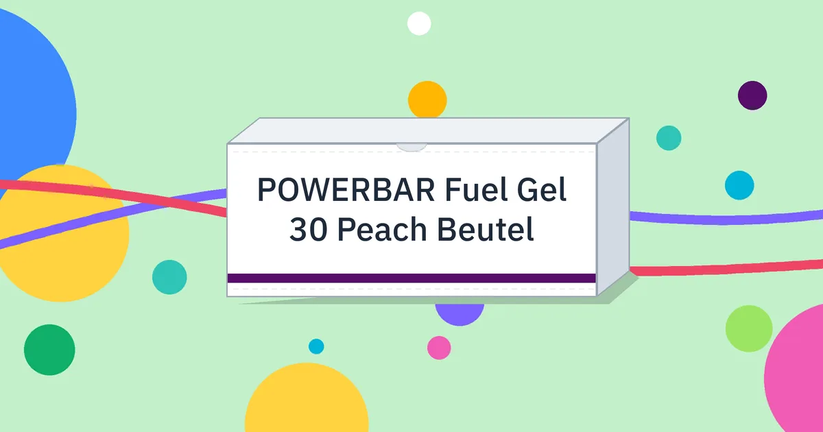 Symbolbild: Packung mit der Aufschrift POWERBAR Fuel Gel 30 Peach Beutel (PZN 20304392) – Verfügbarkeit und Bezug in Apotheken in Frankfurt am Main