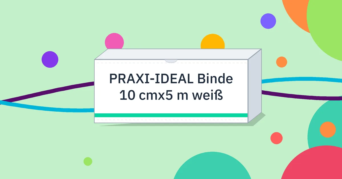 Symbolbild: Packung mit der Aufschrift PRAXI-IDEAL Binde 10 cmx5 m weiß (PZN 12826857) – Verfügbarkeit und Bezug in Apotheken in Frankfurt am Main
