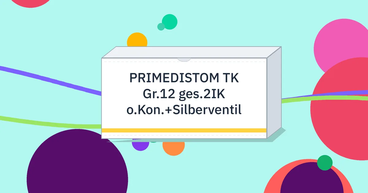 Symbolbild: Packung mit der Aufschrift PRIMEDISTOM TK Gr.12 ges.2IK o.Kon.+Silberventil (PZN 10229821) – Verfügbarkeit und Bezug in Apotheken in Frankfurt am Main