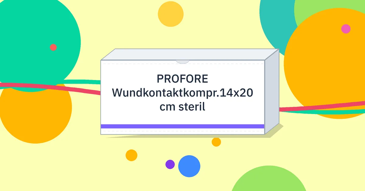 Symbolbild: Packung mit der Aufschrift PROFORE Wundkontaktkompr.14x20 cm steril (PZN 03682483) – Verfügbarkeit und Bezug in Apotheken in Frankfurt am Main