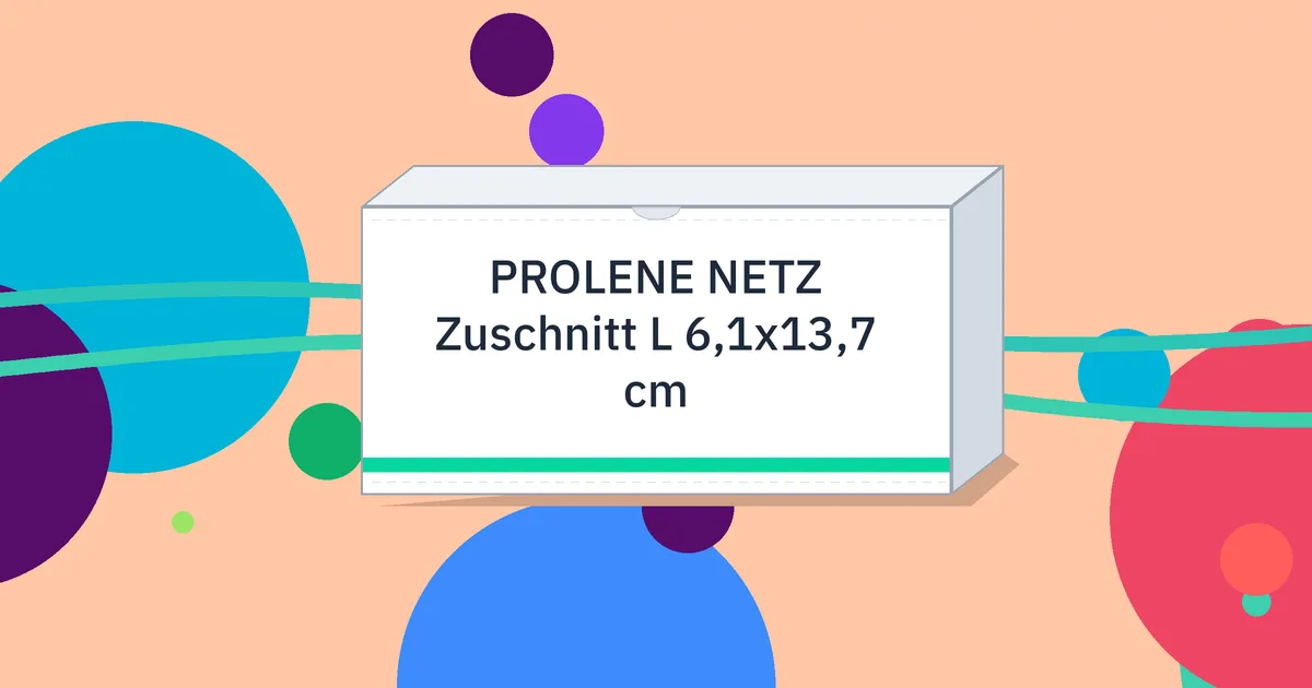 Symbolbild: Packung mit der Aufschrift PROLENE NETZ Zuschnitt L 6,1x13,7 cm (PZN 20852946) – Verfügbarkeit und Bezug in Apotheken in Frankfurt am Main