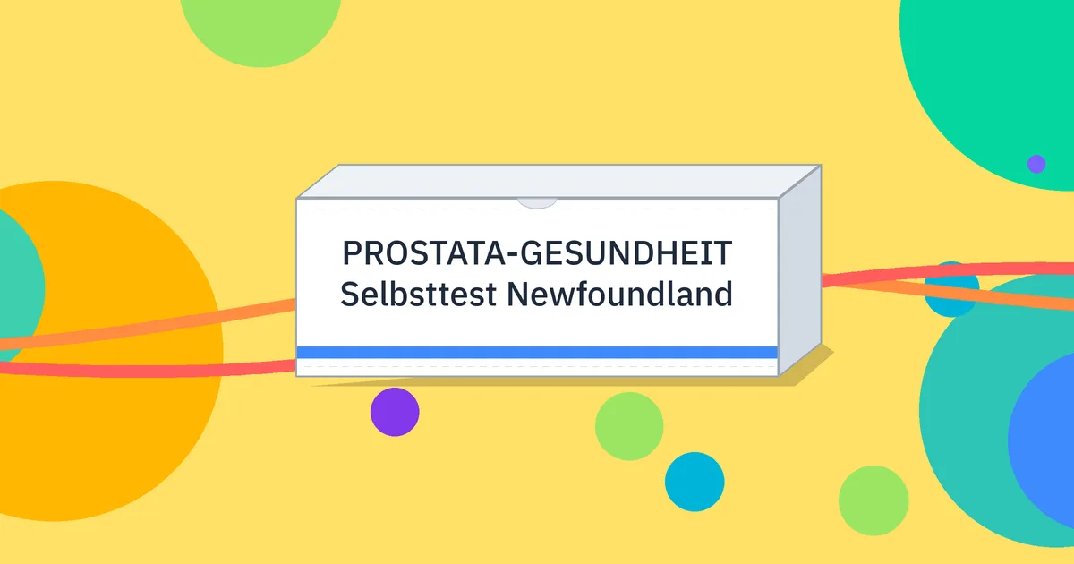 Symbolbild: Packung mit der Aufschrift PROSTATA-GESUNDHEIT Selbsttest Newfoundland (PZN 19108102) – Verfügbarkeit und Bezug in Apotheken in Frankfurt am Main
