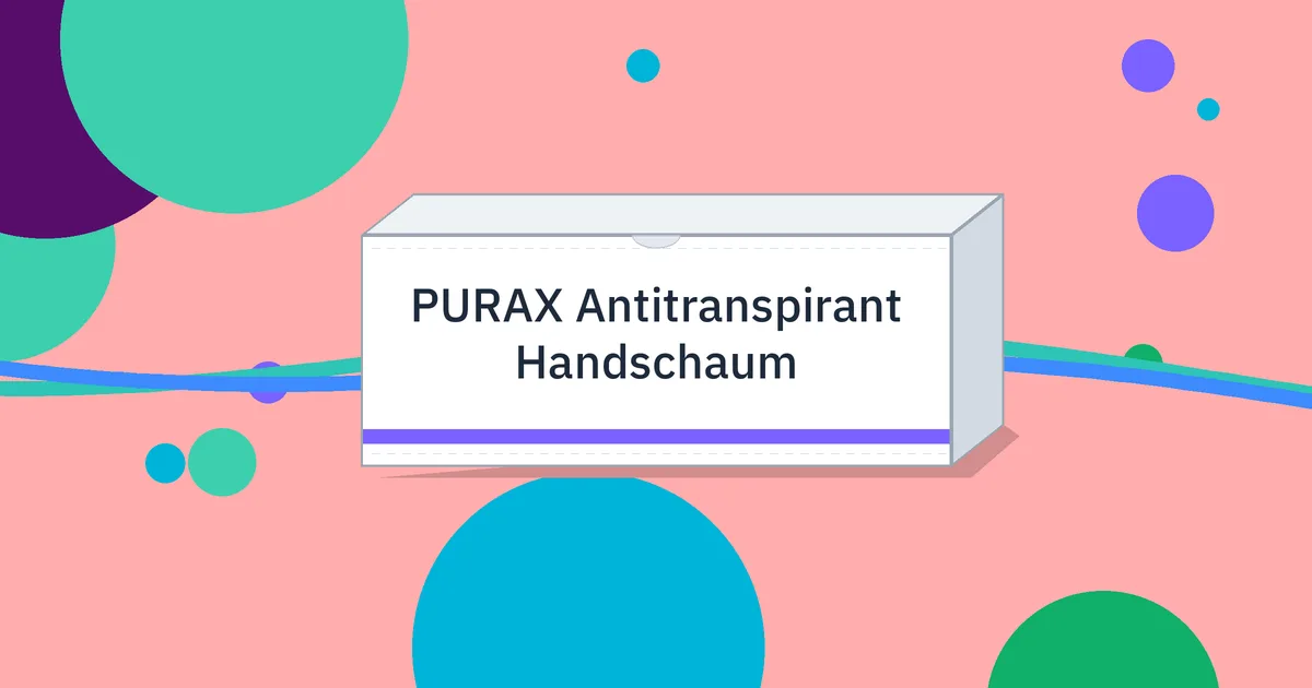 Symbolbild: Packung mit der Aufschrift PURAX Antitranspirant Handschaum (PZN 06578645) – Verfügbarkeit und Bezug in Apotheken in Frankfurt am Main