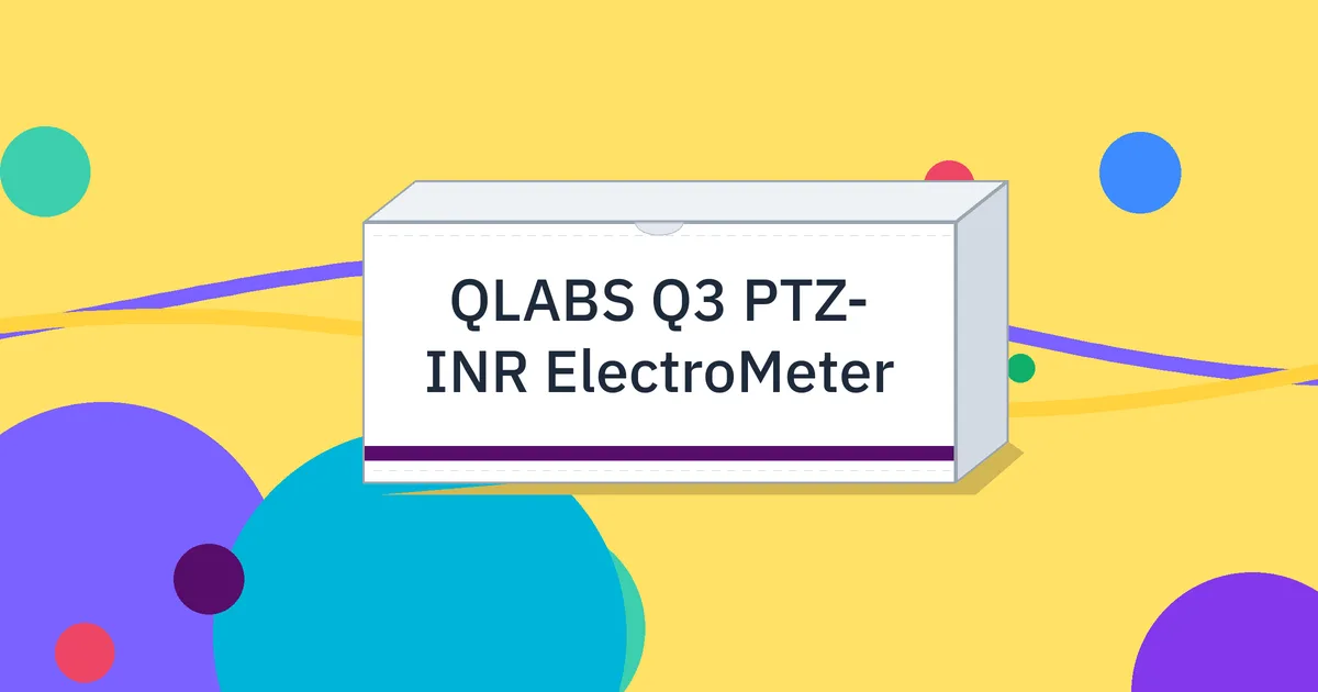 Symbolbild: Packung mit der Aufschrift QLABS Q3 PTZ-INR ElectroMeter (PZN 16033036) – Verfügbarkeit und Bezug in Apotheken in Frankfurt am Main
