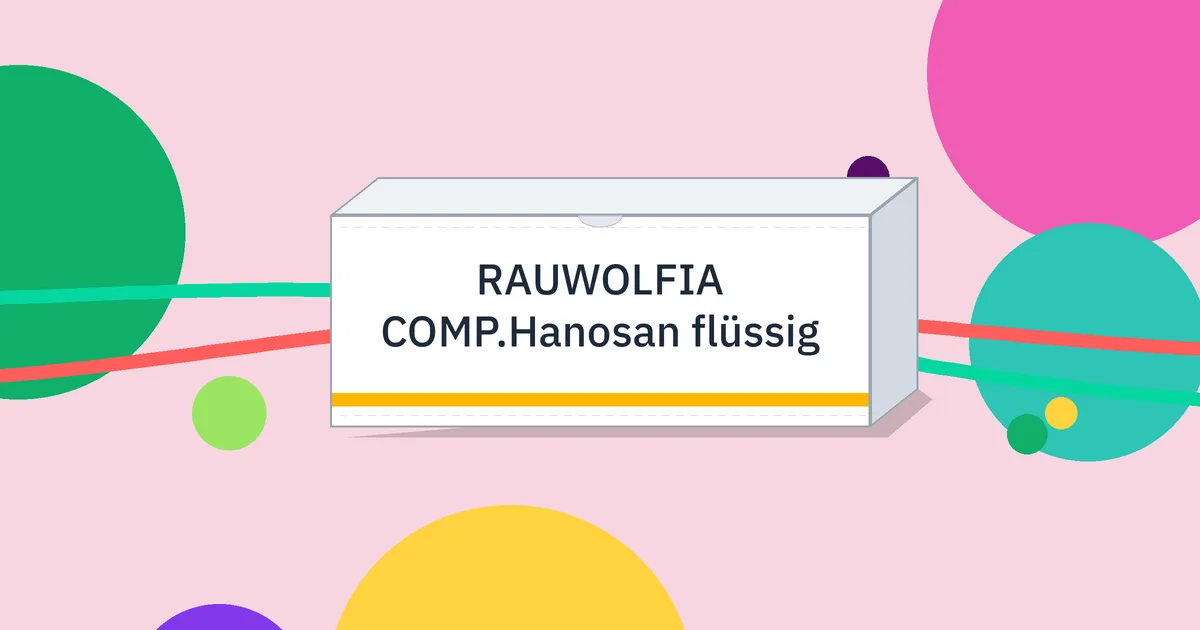 Symbolbild: Packung mit der Aufschrift RAUWOLFIA COMP.Hanosan flüssig (PZN 03379218) – Verfügbarkeit und Bezug in Apotheken in Frankfurt am Main
