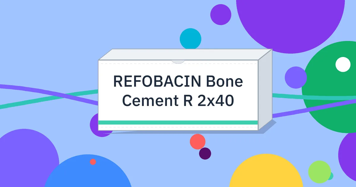 Symbolbild: Packung mit der Aufschrift REFOBACIN Bone Cement R 2x40 (PZN 14161327) – Verfügbarkeit und Bezug in Apotheken in Frankfurt am Main