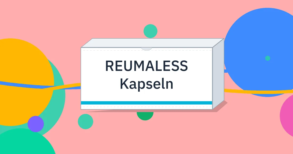 Symbolbild: Packung mit der Aufschrift REUMALESS Kapseln (PZN 17848378) – Verfügbarkeit und Bezug in Apotheken in Frankfurt am Main