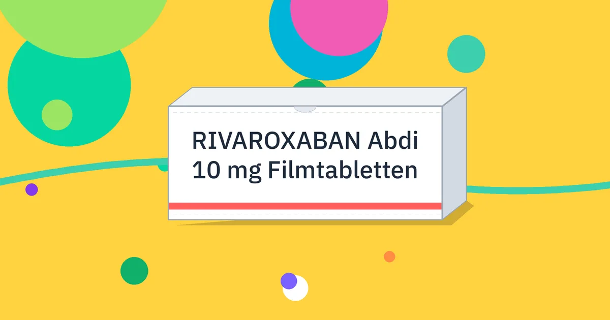 Symbolbild: Packung mit der Aufschrift RIVAROXABAN Abdi 10 mg Filmtabletten (PZN 18820092) – Verfügbarkeit und Bezug in Apotheken in Frankfurt am Main