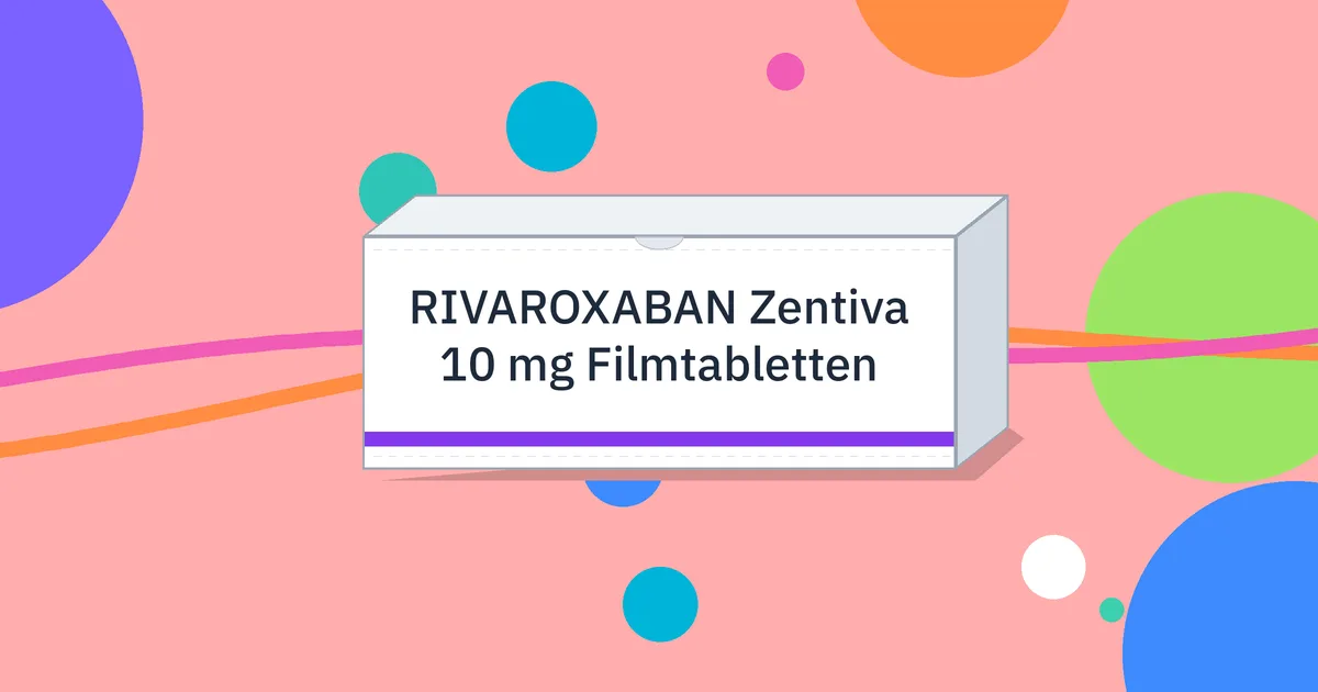 Symbolbild: Packung mit der Aufschrift RIVAROXABAN Zentiva 10 mg Filmtabletten (PZN 18792711) – Verfügbarkeit und Bezug in Apotheken in Frankfurt am Main