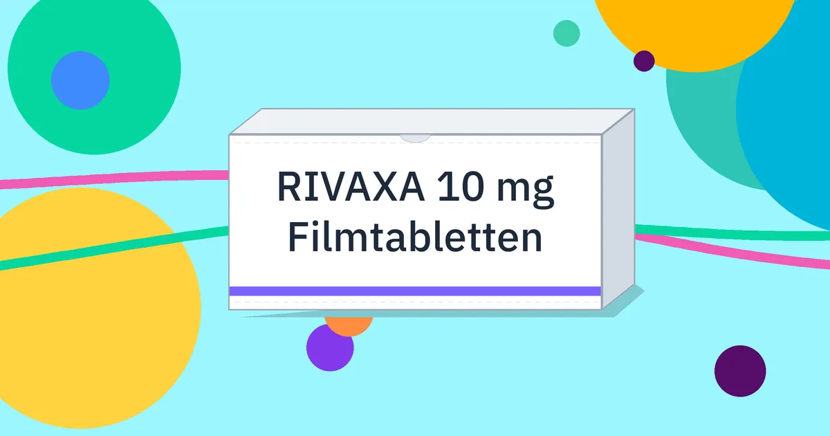 Symbolbild: Packung mit der Aufschrift RIVAXA 10 mg Filmtabletten (PZN 19074389) – Verfügbarkeit und Bezug in Apotheken in Frankfurt am Main