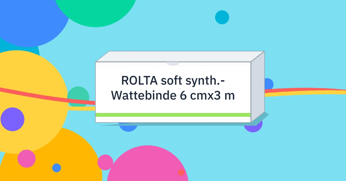 Symbolbild: Packung mit der Aufschrift ROLTA soft synth.-Wattebinde 6 cmx3 m (PZN 18364300) – Verfügbarkeit und Bezug in Apotheken in Frankfurt am Main