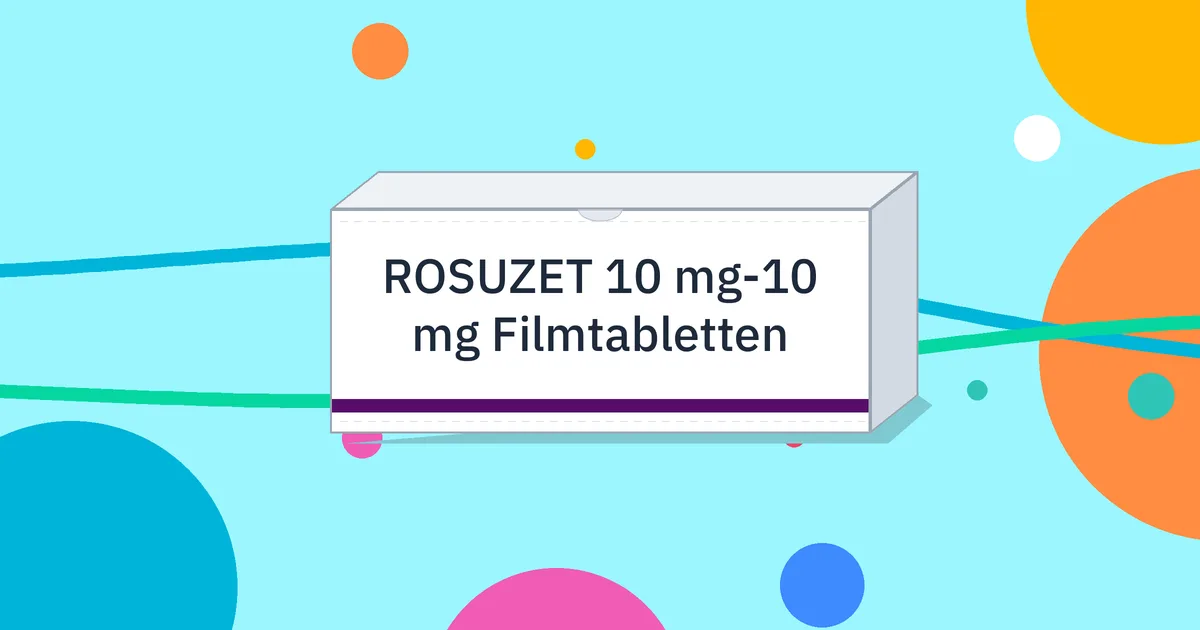 Symbolbild: Packung mit der Aufschrift ROSUZET 10 mg-10 mg Filmtabletten (PZN 13750168) – Verfügbarkeit und Bezug in Apotheken in Frankfurt am Main