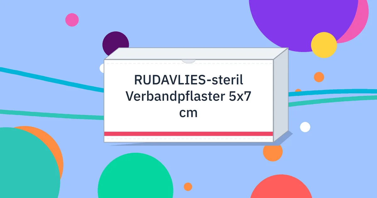 Symbolbild: Packung mit der Aufschrift RUDAVLIES-steril Verbandpflaster 5x7 cm (PZN 13707037) – Verfügbarkeit und Bezug in Apotheken in Frankfurt am Main