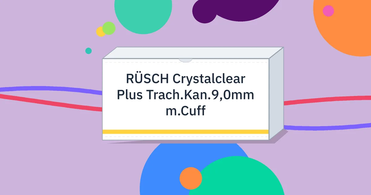 Symbolbild: Packung mit der Aufschrift RÜSCH Crystalclear Plus Trach.Kan.9,0mm m.Cuff (PZN 03431657) – Verfügbarkeit und Bezug in Apotheken in Frankfurt am Main