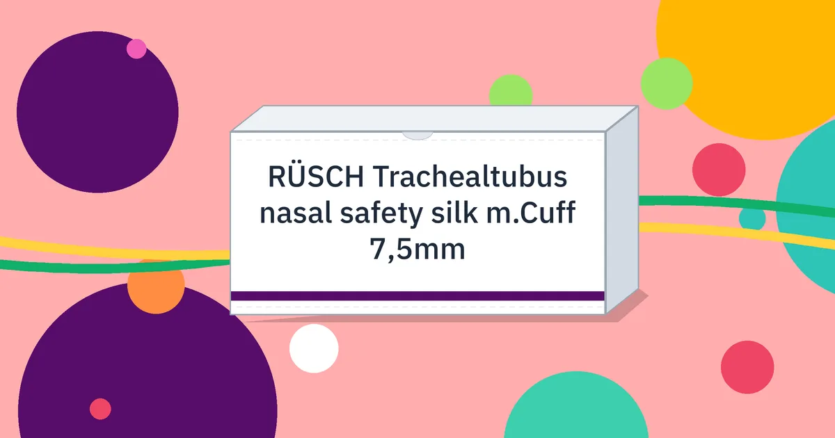 Symbolbild: Packung mit der Aufschrift RÜSCH Trachealtubus nasal safety silk m.Cuff 7,5mm (PZN 12463900) – Verfügbarkeit und Bezug in Apotheken in Frankfurt am Main