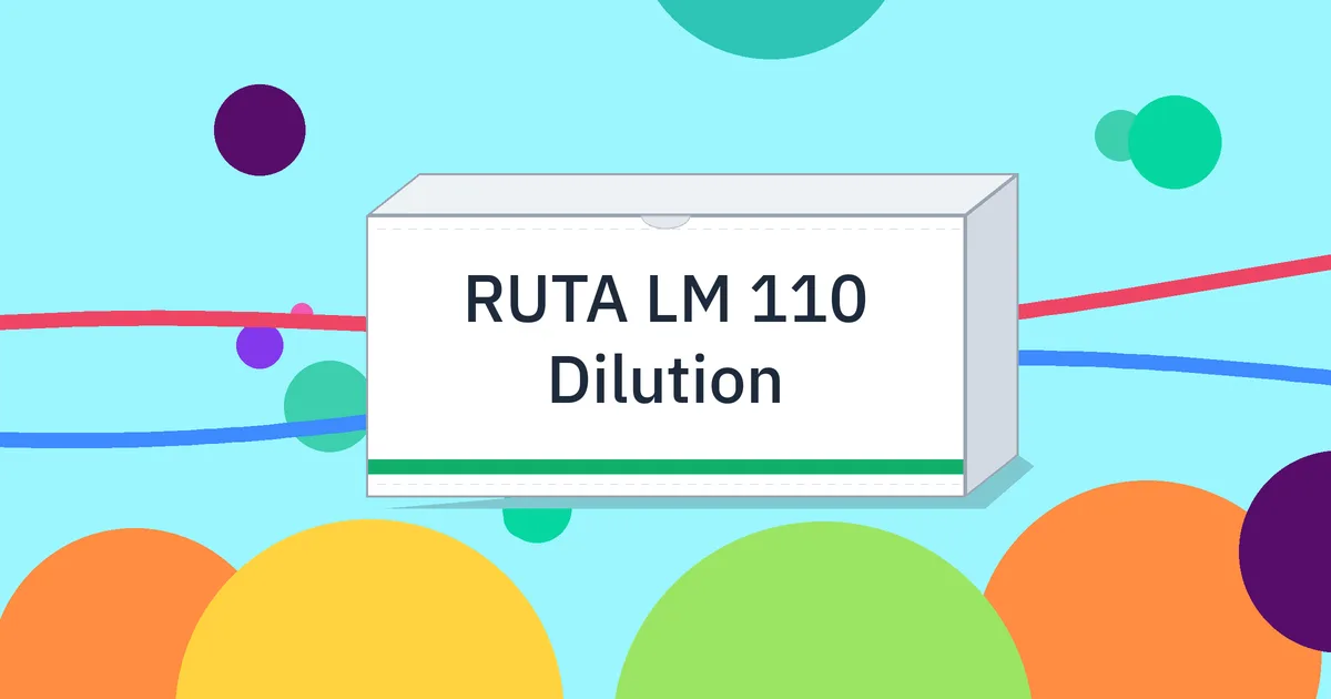Symbolbild: Packung mit der Aufschrift RUTA LM 110 Dilution (PZN 13173989) – Verfügbarkeit und Bezug in Apotheken in Frankfurt am Main