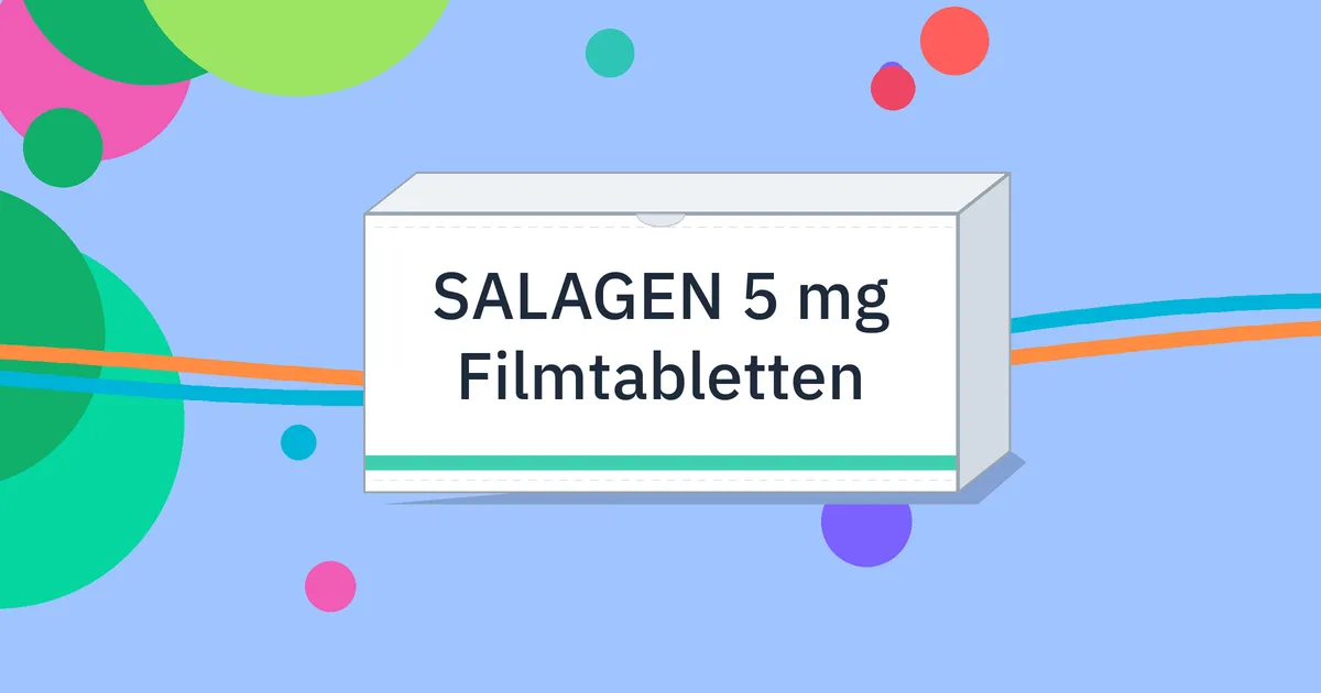 Symbolbild: Packung mit der Aufschrift SALAGEN 5 mg Filmtabletten (PZN 11533254) – Verfügbarkeit und Bezug in Apotheken in Frankfurt am Main