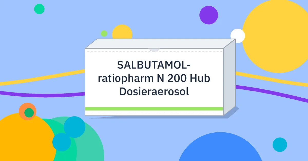 Symbolbild: Packung mit der Aufschrift SALBUTAMOL-ratiopharm N 200 Hub Dosieraerosol (PZN 01448760) – Verfügbarkeit und Bezug in Apotheken in Frankfurt am Main