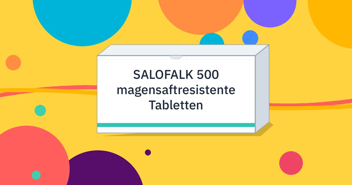 Symbolbild: Packung mit der Aufschrift SALOFALK 500 magensaftresistente Tabletten (PZN 07233428) – Verfügbarkeit und Bezug in Apotheken in Frankfurt am Main