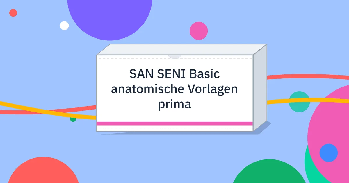 Symbolbild: Packung mit der Aufschrift SAN SENI Basic anatomische Vorlagen prima (PZN 16327660) – Verfügbarkeit und Bezug in Apotheken in Frankfurt am Main