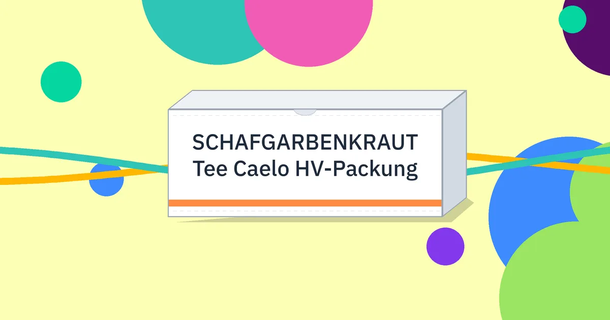 Symbolbild: Packung mit der Aufschrift SCHAFGARBENKRAUT Tee Caelo HV-Packung (PZN 06415972) – Verfügbarkeit und Bezug in Apotheken in Frankfurt am Main