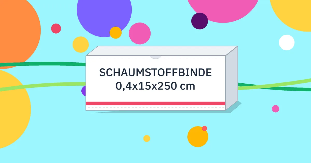 Symbolbild: Packung mit der Aufschrift SCHAUMSTOFFBINDE 0,4x15x250 cm (PZN 08698862) – Verfügbarkeit und Bezug in Apotheken in Frankfurt am Main