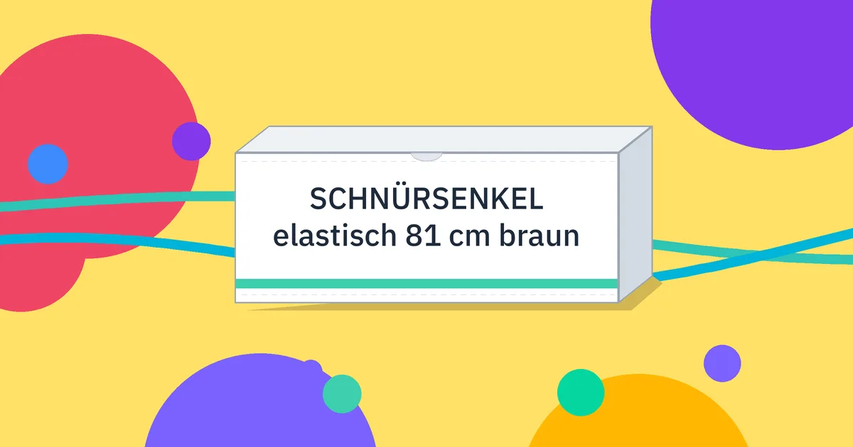 Symbolbild: Packung mit der Aufschrift SCHNÜRSENKEL elastisch 81 cm braun (PZN 01689618) – Verfügbarkeit und Bezug in Apotheken in Frankfurt am Main