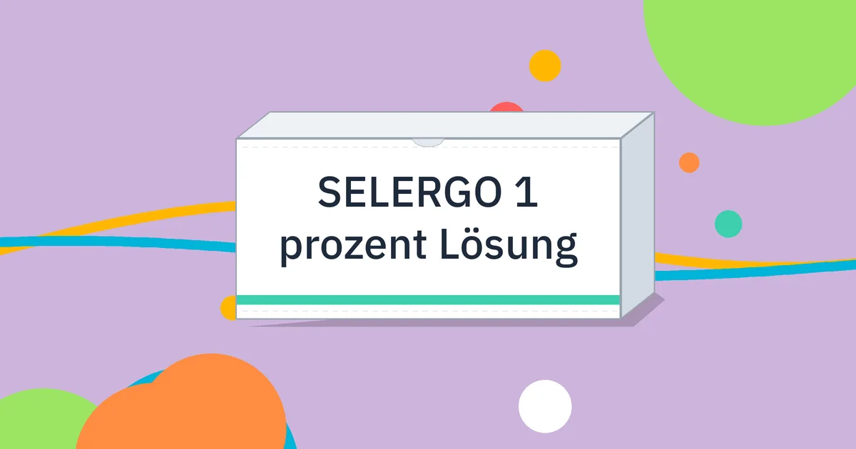 Symbolbild: Packung mit der Aufschrift SELERGO 1 prozent Lösung (PZN 06714083) – Verfügbarkeit und Bezug in Apotheken in Frankfurt am Main
