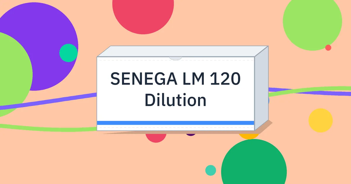Symbolbild: Packung mit der Aufschrift SENEGA LM 120 Dilution (PZN 13187922) – Verfügbarkeit und Bezug in Apotheken in Frankfurt am Main