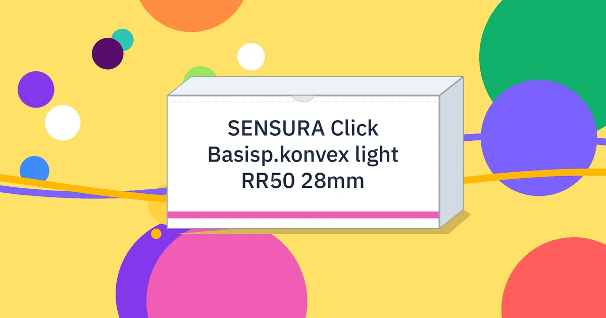Symbolbild: Packung mit der Aufschrift SENSURA Click Basisp.konvex light RR50 28mm (PZN 05917594) – Verfügbarkeit und Bezug in Apotheken in Frankfurt am Main