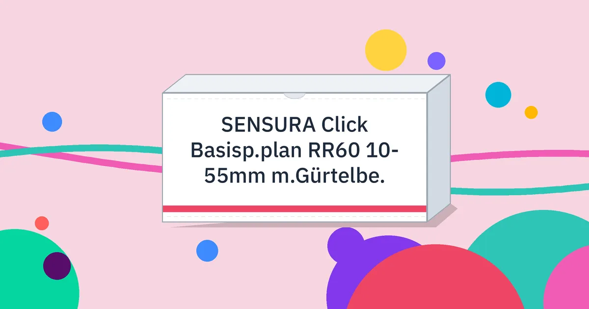 Symbolbild: Packung mit der Aufschrift SENSURA Click Basisp.plan RR60 10-55mm m.Gürtelbe. (PZN 12465508) – Verfügbarkeit und Bezug in Apotheken in Frankfurt am Main