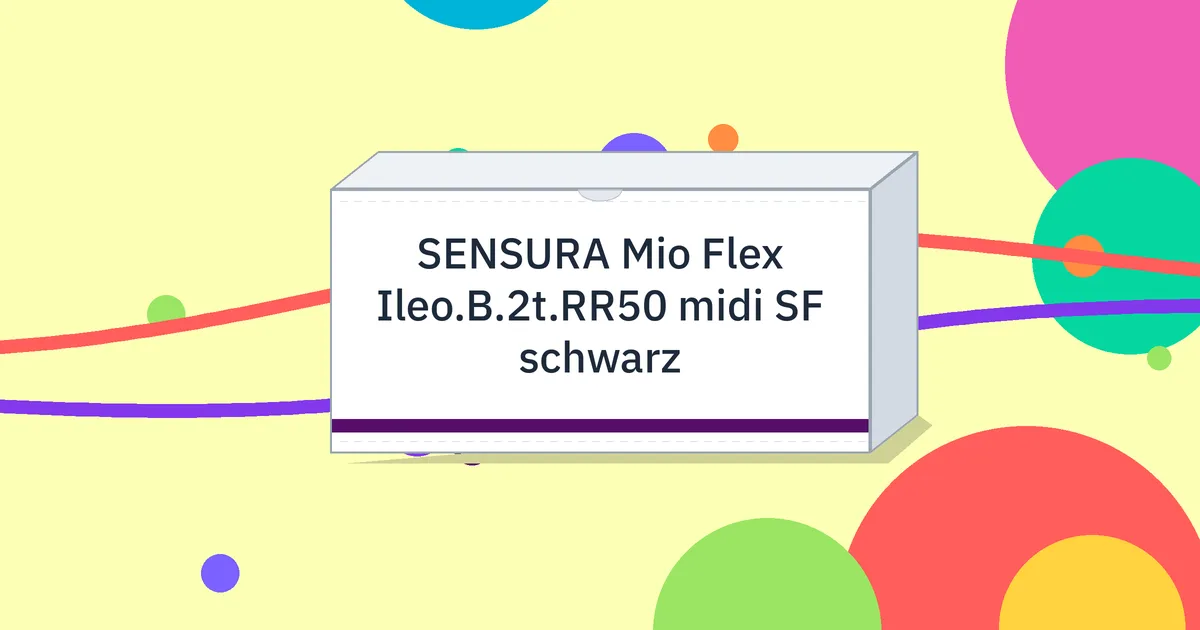 Symbolbild: Packung mit der Aufschrift SENSURA Mio Flex Ileo.B.2t.RR50 midi SF schwarz (PZN 19974733) – Verfügbarkeit und Bezug in Apotheken in Frankfurt am Main