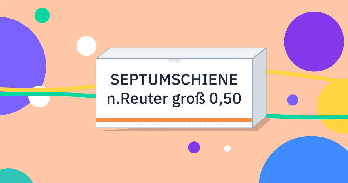Symbolbild: Packung mit der Aufschrift SEPTUMSCHIENE n.Reuter groß 0,50 (PZN 01002662) – Verfügbarkeit und Bezug in Apotheken in Frankfurt am Main