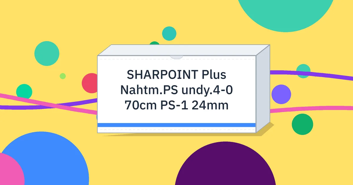 Symbolbild: Packung mit der Aufschrift SHARPOINT Plus Nahtm.PS undy.4-0 70cm PS-1 24mm (PZN 17996073) – Verfügbarkeit und Bezug in Apotheken in Frankfurt am Main