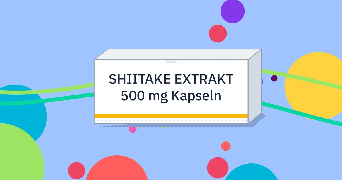 Symbolbild: Packung mit der Aufschrift SHIITAKE EXTRAKT 500 mg Kapseln (PZN 07518125) – Verfügbarkeit und Bezug in Apotheken in Frankfurt am Main