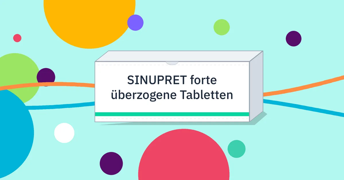 Symbolbild: Packung mit der Aufschrift SINUPRET forte überzogene Tabletten (PZN 08625596) – Verfügbarkeit und Bezug in Apotheken in Frankfurt am Main