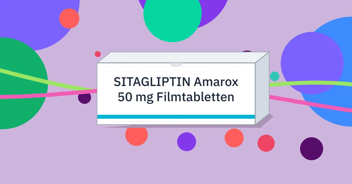 Symbolbild: Packung mit der Aufschrift SITAGLIPTIN Amarox 50 mg Filmtabletten (PZN 16804887) – Verfügbarkeit und Bezug in Apotheken in Frankfurt am Main