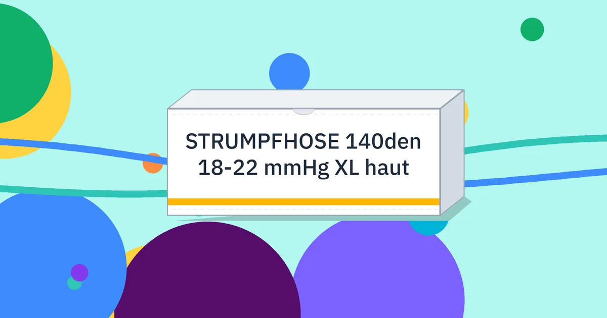 Symbolbild: Packung mit der Aufschrift STRUMPFHOSE 140den 18-22 mmHg XL haut (PZN 19072781) – Verfügbarkeit und Bezug in Apotheken in Frankfurt am Main