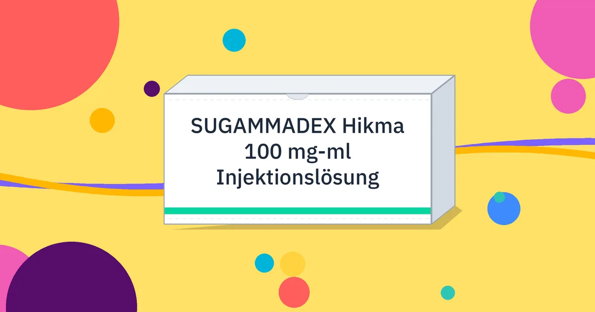 Symbolbild: Packung mit der Aufschrift SUGAMMADEX Hikma 100 mg-ml Injektionslösung (PZN 18664628) – Verfügbarkeit und Bezug in Apotheken in Frankfurt am Main