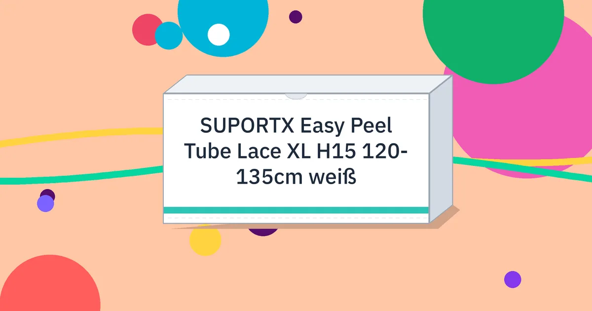 Symbolbild: Packung mit der Aufschrift SUPORTX Easy Peel Tube Lace XL H15 120-135cm weiß (PZN 10125582) – Verfügbarkeit und Bezug in Apotheken in Frankfurt am Main