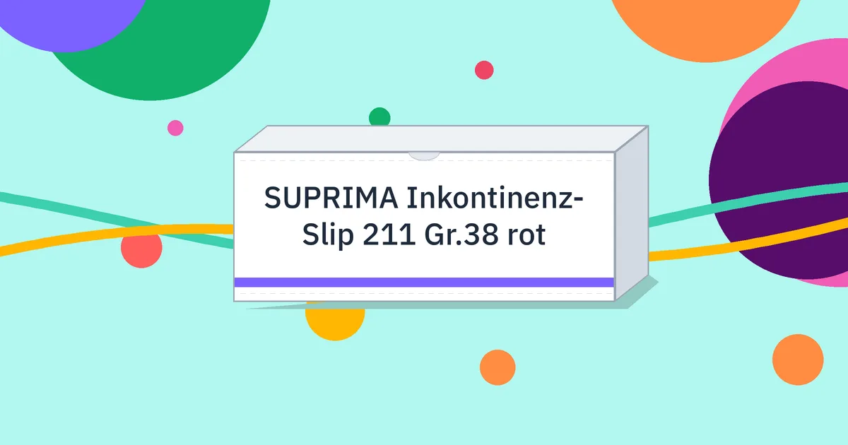 Symbolbild: Packung mit der Aufschrift SUPRIMA Inkontinenz-Slip 211 Gr.38 rot (PZN 00710121) – Verfügbarkeit und Bezug in Apotheken in Frankfurt am Main