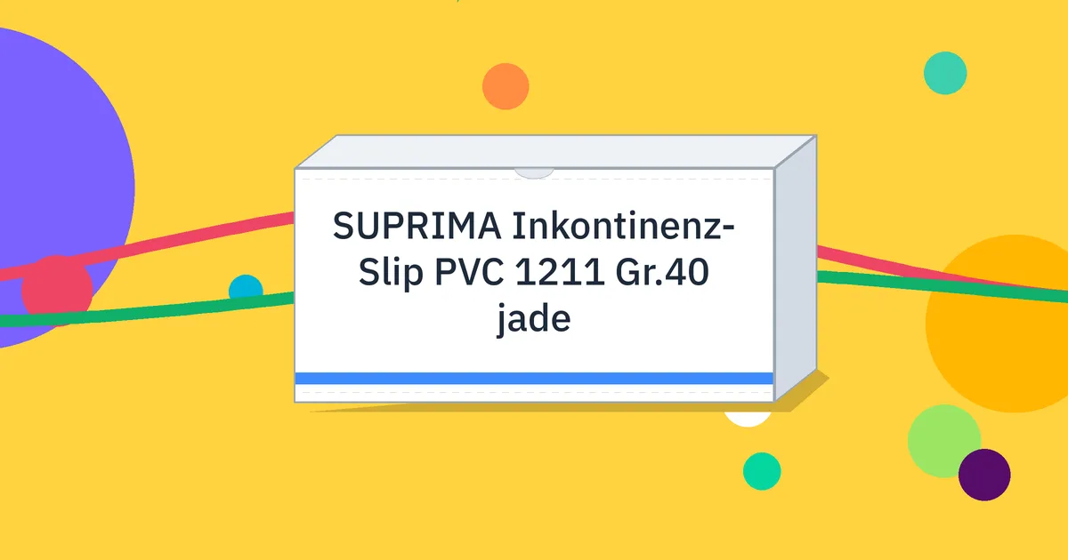 Symbolbild: Packung mit der Aufschrift SUPRIMA Inkontinenz-Slip PVC 1211 Gr.40 jade (PZN 05971725) – Verfügbarkeit und Bezug in Apotheken in Frankfurt am Main