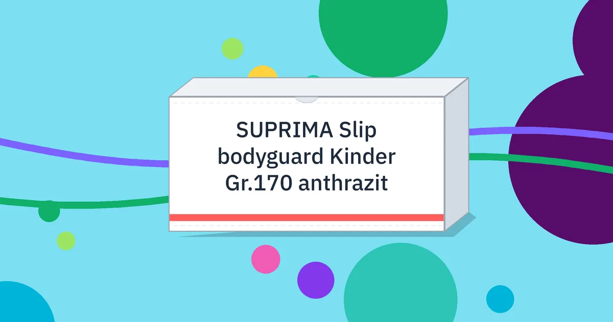 Symbolbild: Packung mit der Aufschrift SUPRIMA Slip bodyguard Kinder Gr.170 anthrazit (PZN 13862973) – Verfügbarkeit und Bezug in Apotheken in Frankfurt am Main